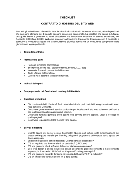 Checklist Contratto di hosting del sito web - Modelli e esempi di ... Checklist Contratto di hosting del sito web - Modelli e esempi di ...