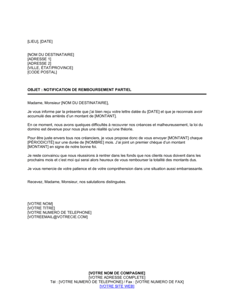 Notification De Remboursement Partiel Mod Les Exemples Pdf Hot Sex