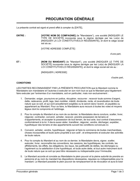 Procuration Assembl e G n rale Word IBAL